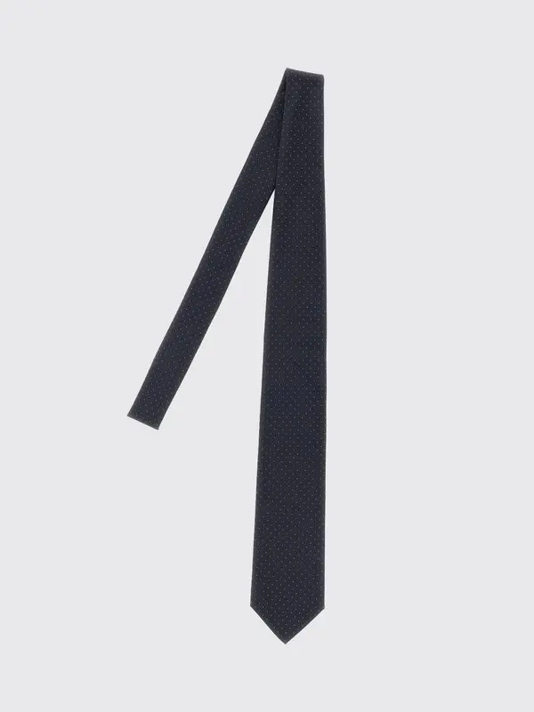 Brioni Silk Tie With Chevron And Polka Dot Pattern - Blue 1