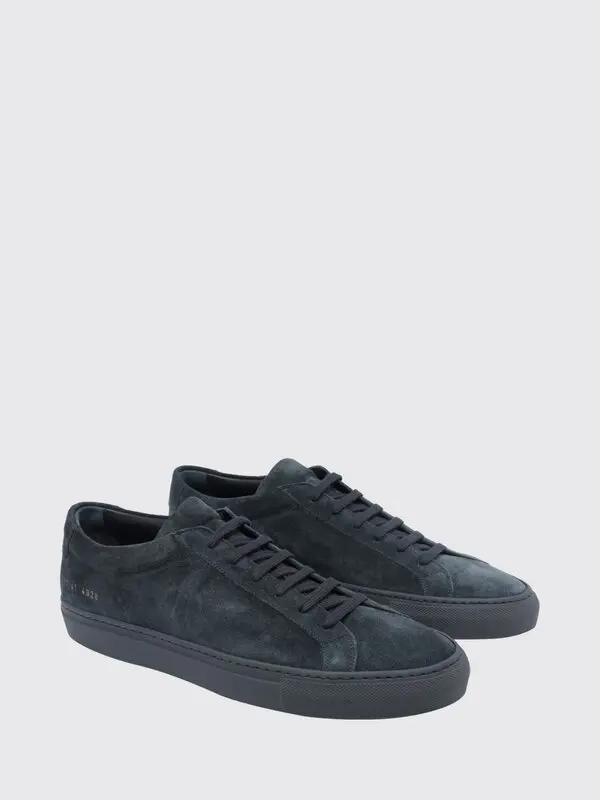 COMMON PROJECTS Achilles Premium Suede Low-top Sneakers With Printed Logo - Blue