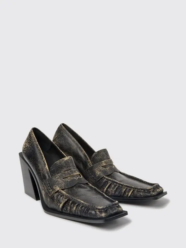 Camper Escandalo Two-tone Distressed Leather Loafers With Square Toe