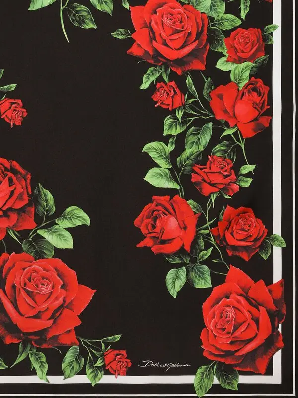 Dolce & Gabbana Floral Print Silk Scarf With A Contrast Logo - Red