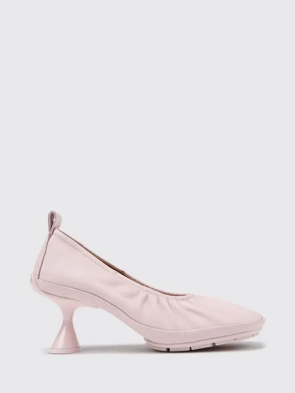 Camper Right Left Smooth Leather Pumps With Mid Spool Heel - Pink