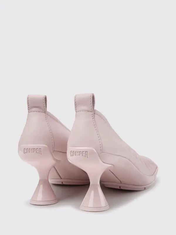 Camper Right Left Smooth Leather Pumps With Mid Spool Heel - Pink