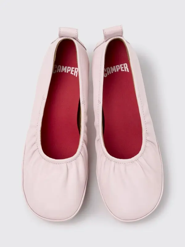 Camper Right Left Smooth Leather Pumps With Mid Spool Heel - Pink