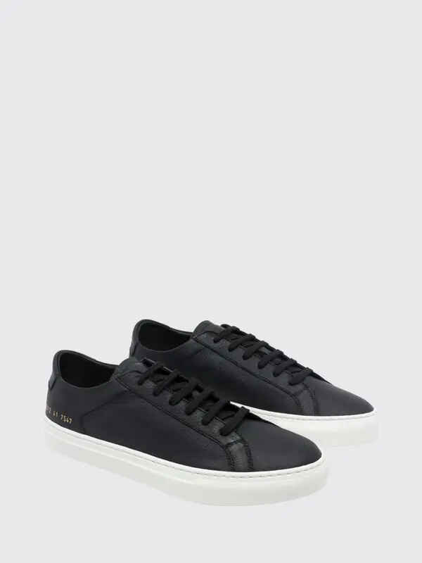 COMMON PROJECTS Achilles Grained Leather Low-top Sneakers With Printed Logo - Black