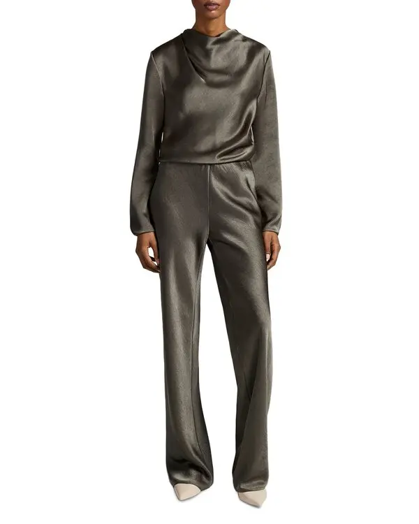Vince Draped Cowl Neck Long Sleeve Top - Dusty Olive