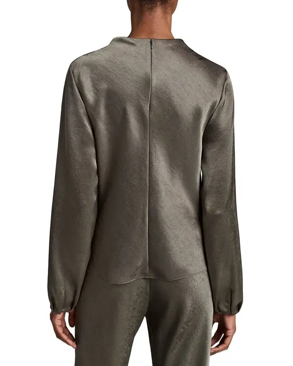 Vince Draped Cowl Neck Long Sleeve Top - Dusty Olive