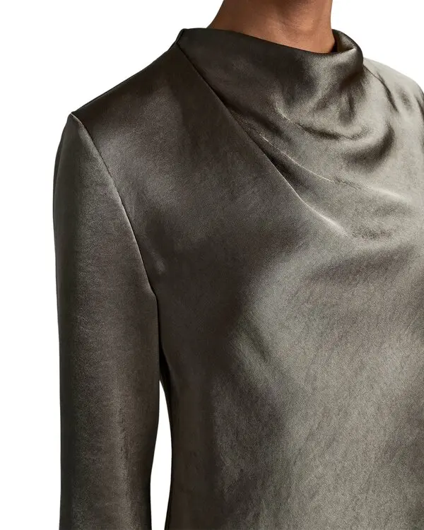 Vince Draped Cowl Neck Long Sleeve Top - Dusty Olive