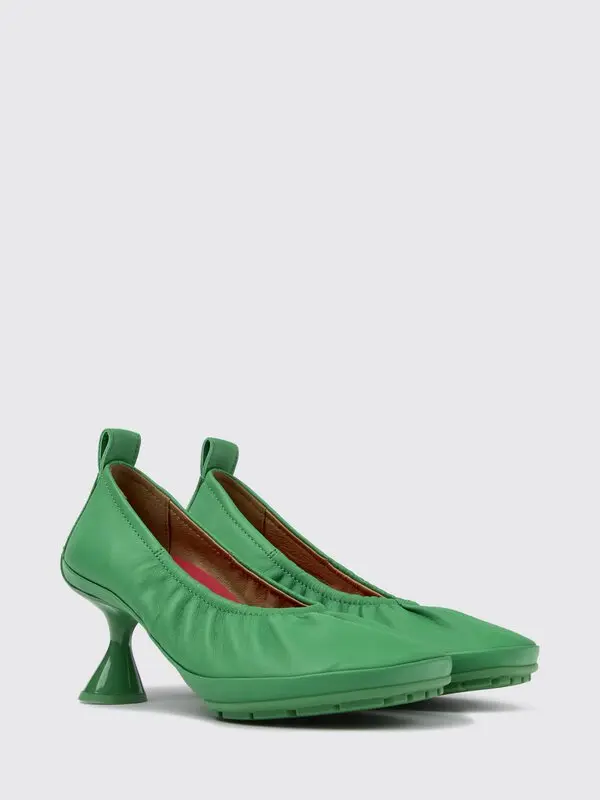 Camper Right Left Smooth Leather Pumps With Mid Spool Heel