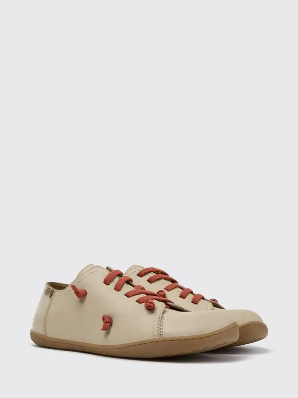 Camper Twins Leather Slip-on Trainers With Embroidery And Elastic Laces
