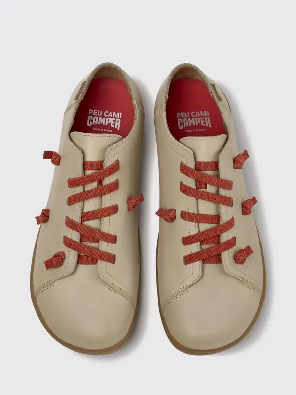 Camper Twins Leather Slip-on Trainers With Embroidery And Elastic Laces