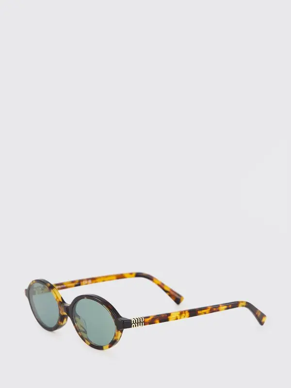 Miu Miu Oval Sunglasses In Tortoiseshell Acetate With Logo