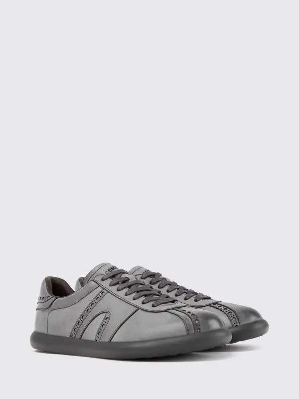 Camper Twins Calfskin Leather Trainers With Brogue Detailing And Tonal Logo - Grey