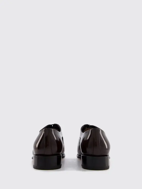 Santoni Elegant Smooth Leather Oxford Shoes With Leather Sole