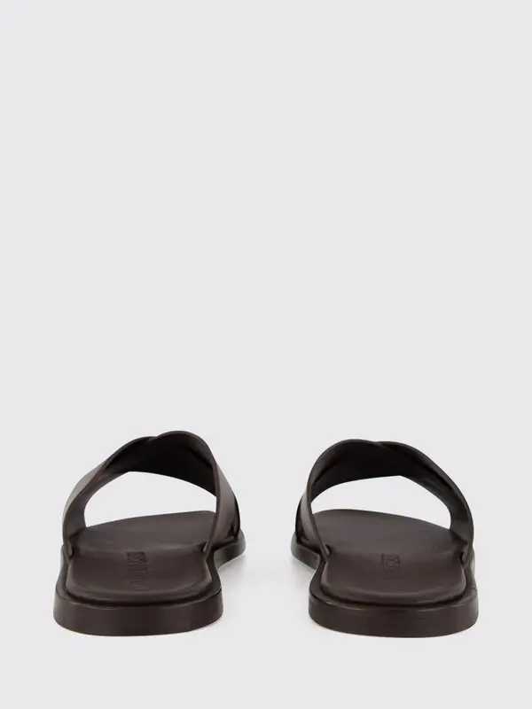 Orlebar Brown Smooth Leather Slide Sandals With Leather Sole - Brown