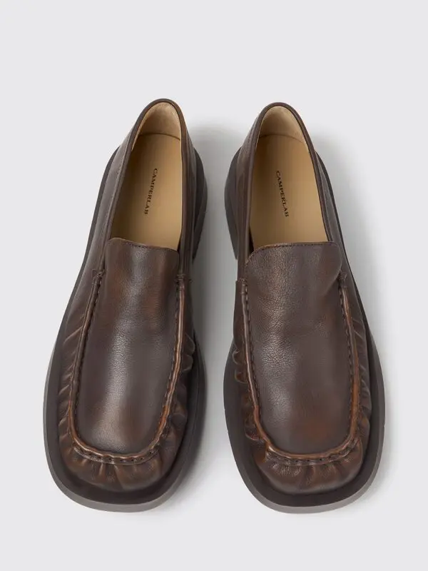 Camper Mil 1978 Loafers In Aged Leather With Raised Apron Toe