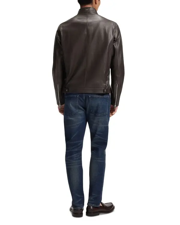 BOSS H-mansell Stand Collar Zip Leather Jacket