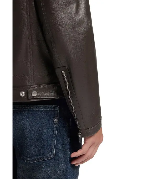 BOSS H-mansell Stand Collar Zip Leather Jacket