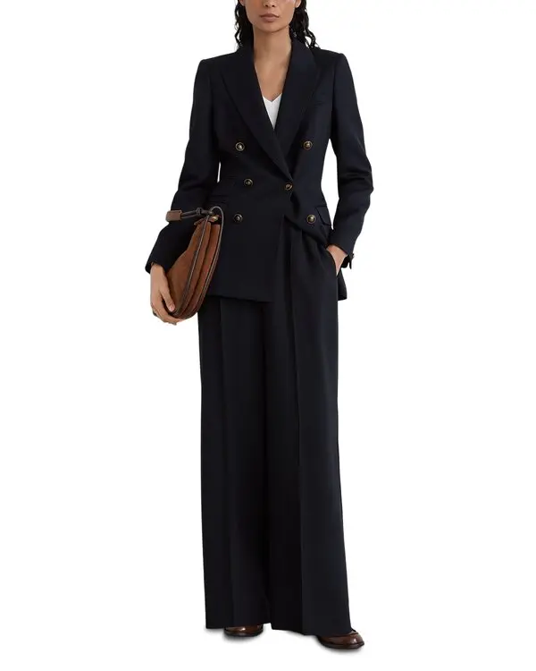 REISS Petite Lauryn Double Breasted Twill Blazer