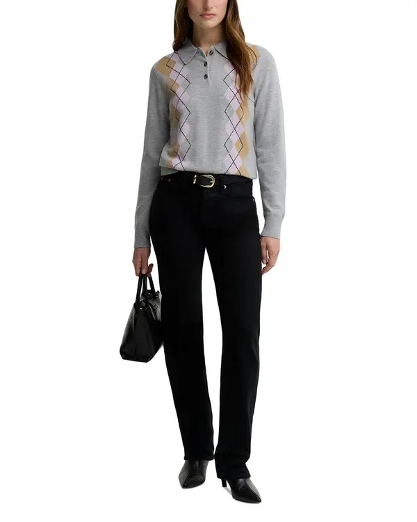 Barbour Fawne Wool Argyle Knit Sweater