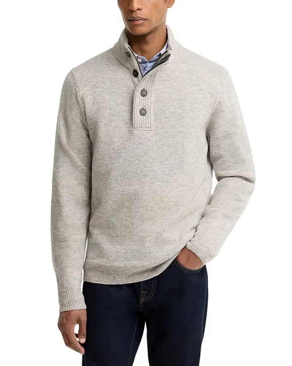 Barbour Essential Patch Wool Half Zip Sweater - Light Grey