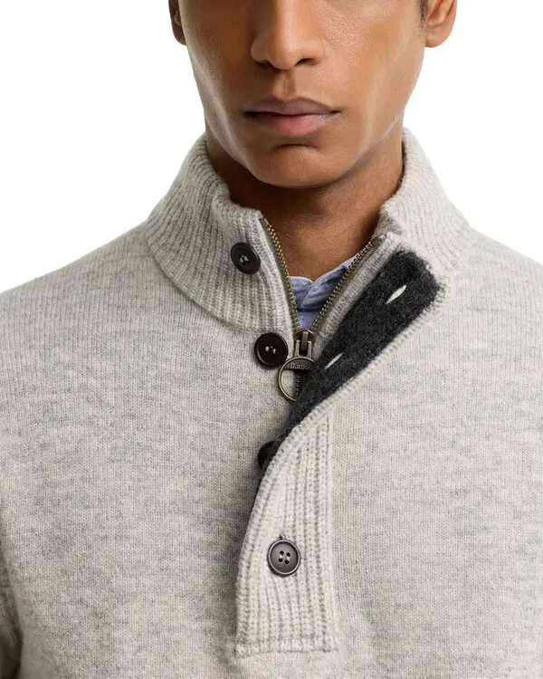 Barbour Essential Patch Wool Half Zip Sweater - Light Grey