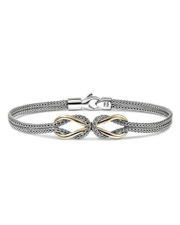 John Hardy 18k Yellow Gold & Sterling Love Knot Infinity Woven Link Bracelet - Silver