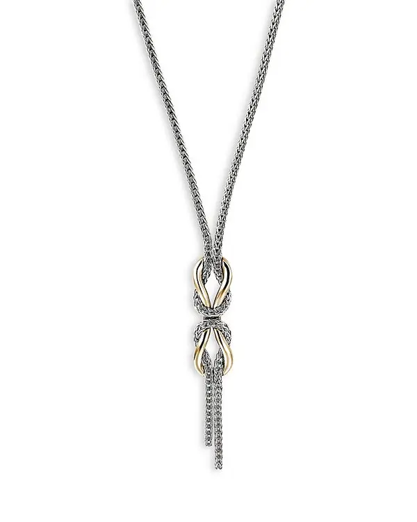 John Hardy 14k Yellow Gold & Sterling Love Knot Infinity Woven Link Chain Necklace - Silver