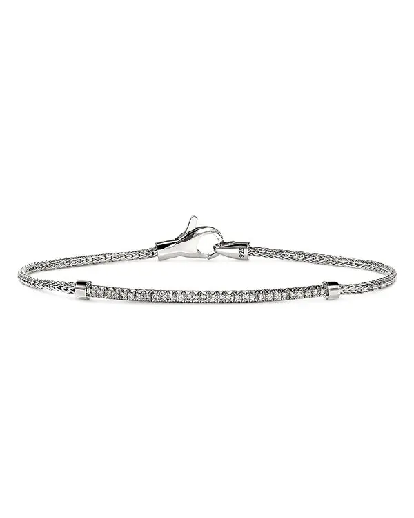 John Hardy Sterling Jh Essentials Diamond Pave Bar Chain Link Bracelet, 0.24 Tcw - Silver