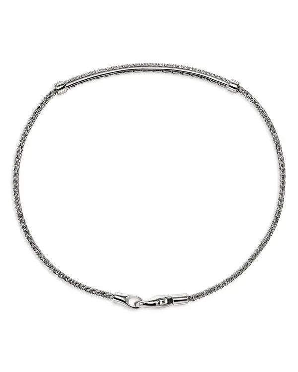 John Hardy Sterling Jh Essentials Diamond Pave Bar Chain Link Bracelet, 0.24 Tcw