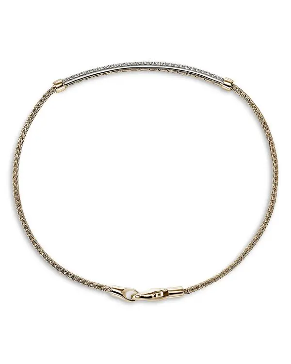 John Hardy 14k Yellow Jh Essentials Diamond Bar Woven Bracelet, 0.25 Tcw