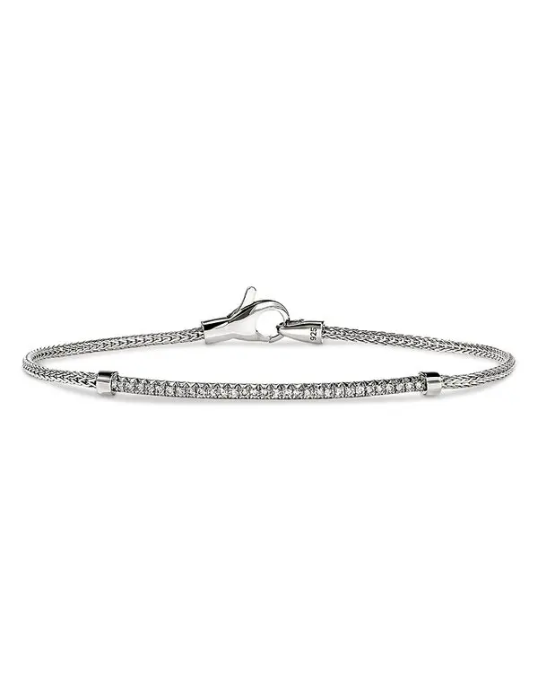 John Hardy Sterling Jh Essentials Diamond Bar Woven Bracelet, 0.24 Tcw - Silver