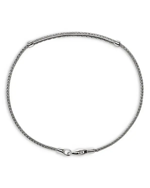 John Hardy Sterling Jh Essentials Diamond Bar Woven Bracelet, 0.24 Tcw
