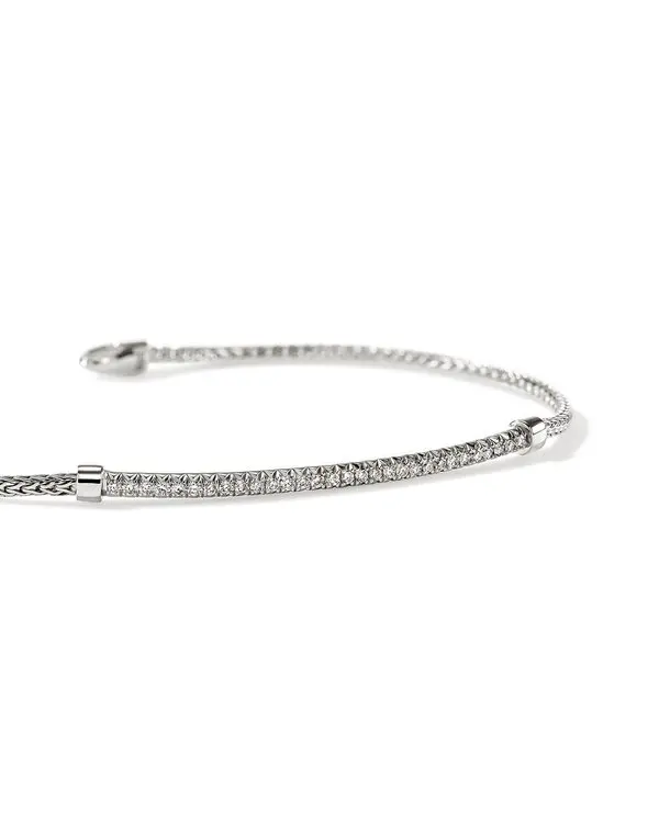 John Hardy Sterling Jh Essentials Diamond Bar Woven Bracelet, 0.24 Tcw