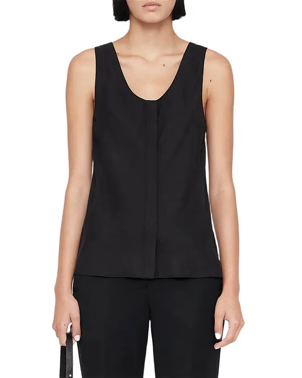 ALLSAINTS Milla Sleeveless Button Front Top - Black