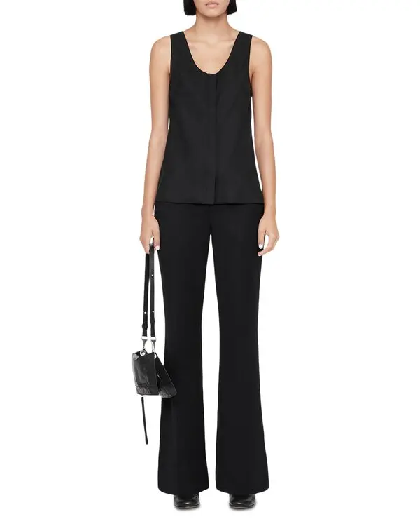 ALLSAINTS Milla Sleeveless Button Front Top - Black