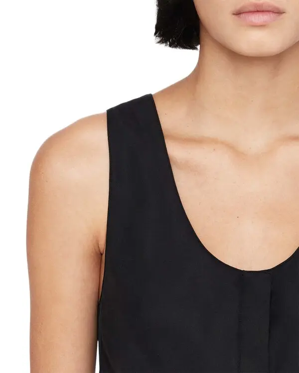 ALLSAINTS Milla Sleeveless Button Front Top - Black
