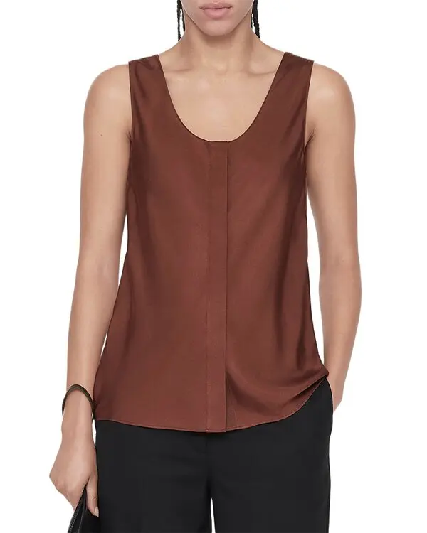 ALLSAINTS Milla Sleeveless Button Front Top - Rust Red