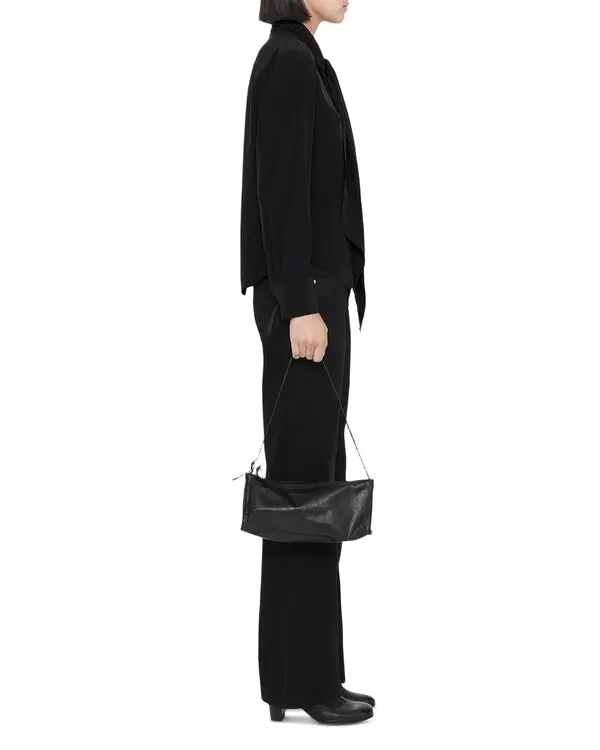 ALLSAINTS Iris Silk Tie Neck Shirt - Black