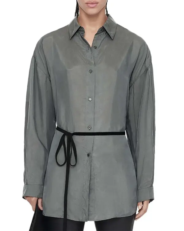 ALLSAINTS Ilana Tie Waist Shirt - Shadow Grey