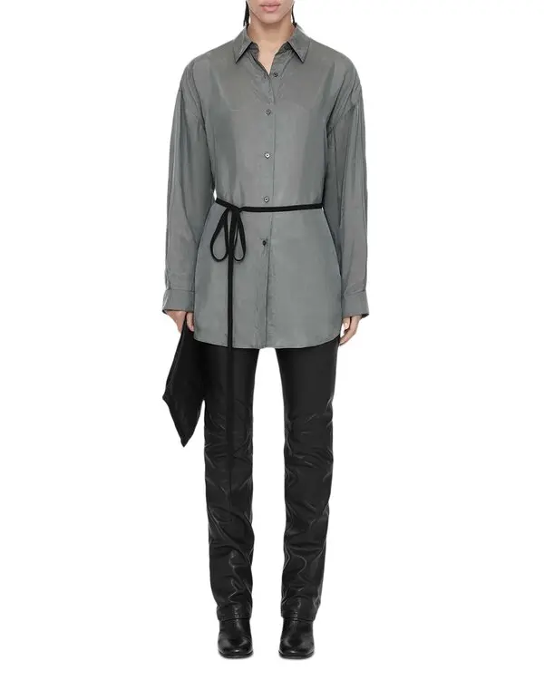 ALLSAINTS Ilana Tie Waist Shirt - Shadow Grey