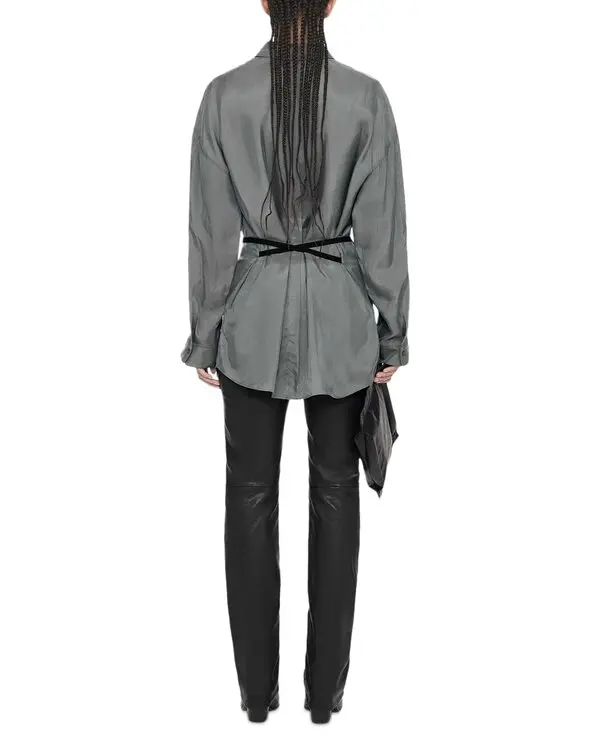 ALLSAINTS Ilana Tie Waist Shirt - Shadow Grey