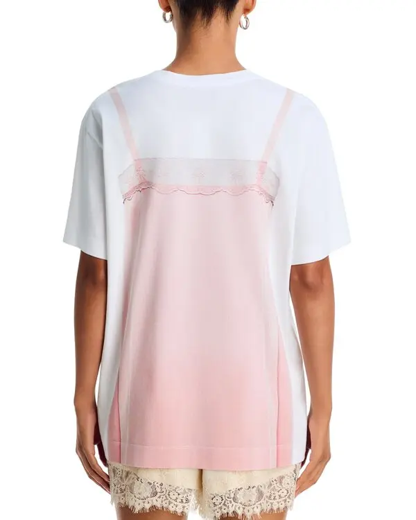Simone Rocha Satin Slip Dress Tromp L'oeil Print Tee