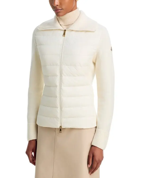 Moncler Down Mixed Media Cardigan - Natural
