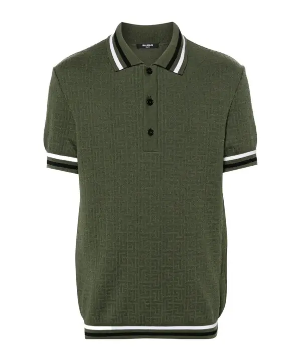 Balmain Monogram-jacquard Polo Shirt