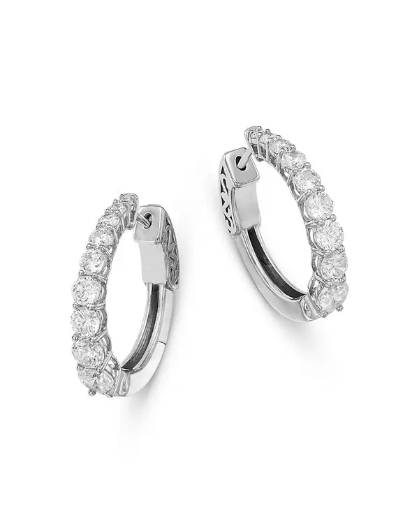 Bloomingdale'S Diamond Tapered Hoop Earrings In 14k Gold, 2.0 Tcw - White