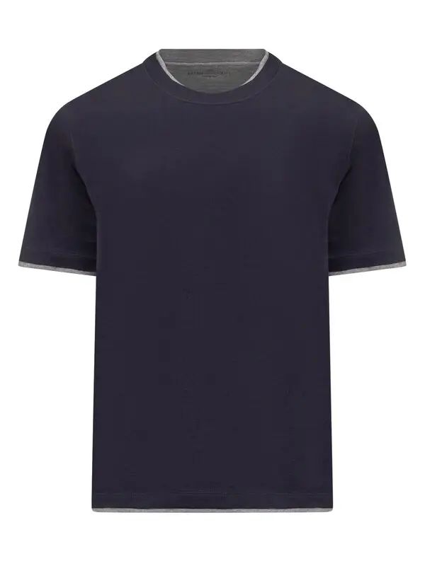 Brunello Cucinelli Classic T-shirt With Unique Detail - Cobalto