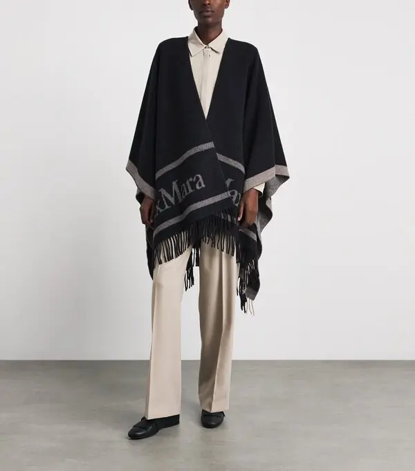 Max Mara Wool Logo Poncho