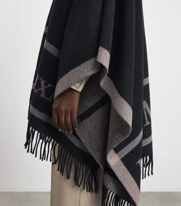 Max Mara Wool Logo Poncho