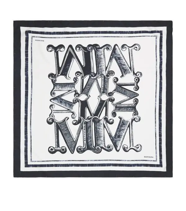 Max Mara Silk Logo Scarf - Navy