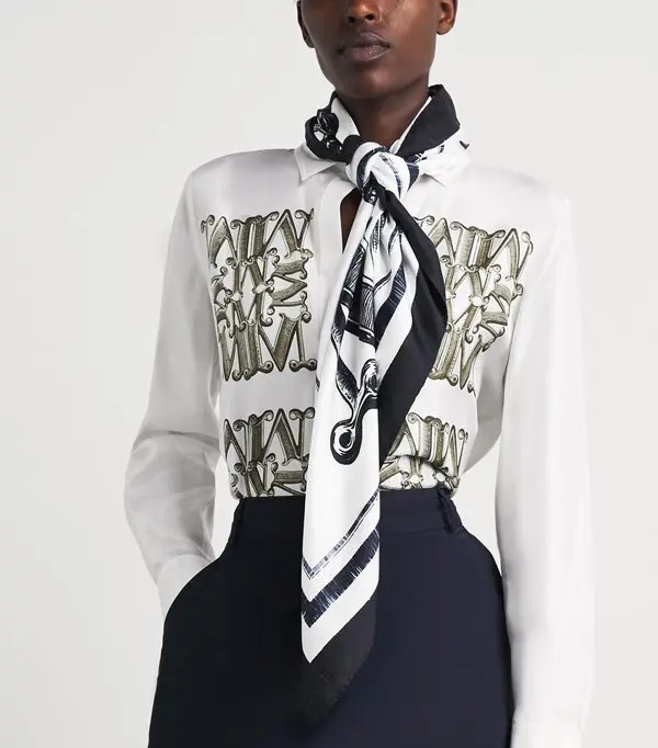 Max Mara Silk Logo Scarf